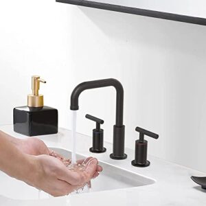 HOMELODY 2 Handles Bathroom Faucet Oil Rubbed Bronze, 8 inch Widespread Faucet for Bathroom Sink, 3 Hole Bath Sink Faucet with Pop Up Drain