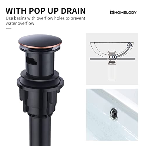 HOMELODY 2 Handles Bathroom Faucet Oil Rubbed Bronze, 8 inch Widespread Faucet for Bathroom Sink, 3 Hole Bath Sink Faucet with Pop Up Drain