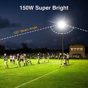 Onforu 150W LED Flood Light Outdoor, 12000LM Super Bright Security Light, IP66 Waterproof Outdoor Floodlight, 2 Pack 6500K Daylight White LED Exterior Light for Basketball Court, Stadium, Playground