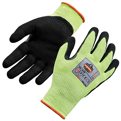 Ergodyne Cut Resistant Gloves, Cut Level 4, Nitrile Coated Palm for Grip, Hi Vis, ProFlex 7041 Lime, Large