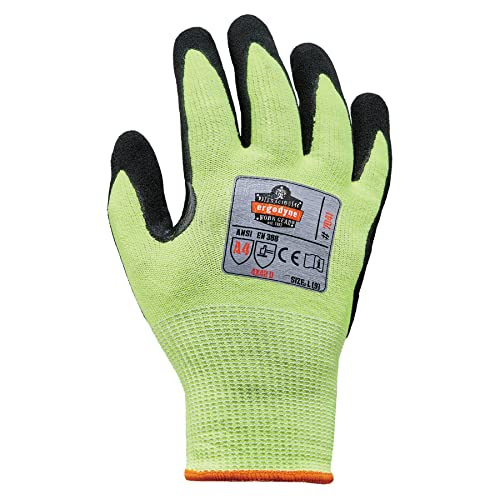 Ergodyne Cut Resistant Gloves, Cut Level 4, Nitrile Coated Palm for Grip, Hi Vis, ProFlex 7041 Lime, Large