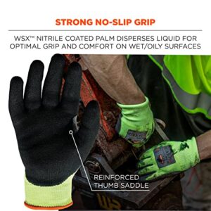 Ergodyne Cut Resistant Gloves, Cut Level 4, Nitrile Coated Palm for Grip, Hi Vis, ProFlex 7041 Lime, Large