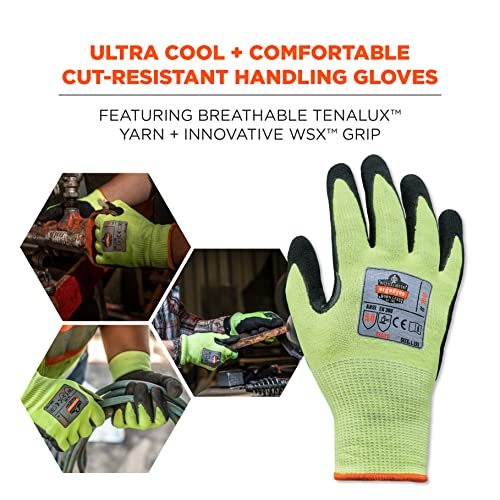 Ergodyne Cut Resistant Gloves, Cut Level 4, Nitrile Coated Palm for Grip, Hi Vis, ProFlex 7041 Lime, Large