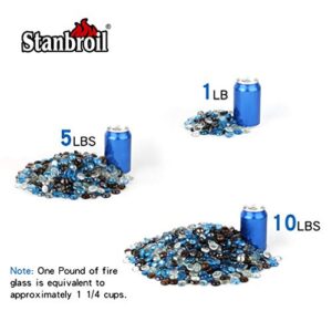 Stanbroil 10-Pound Blended Fire Glass Beads - 1/2 inch Fire Glass Drops Blended Caribbean Blue, Crystal Ice, Caramel Luster for Indoor and Outdoor Gas Fire Pits and Fireplaces