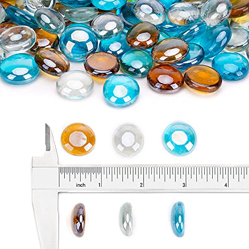 Stanbroil 10-Pound Blended Fire Glass Beads - 1/2 inch Fire Glass Drops Blended Caribbean Blue, Crystal Ice, Caramel Luster for Indoor and Outdoor Gas Fire Pits and Fireplaces