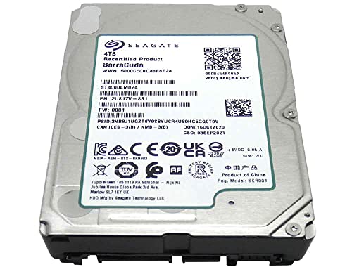 Seagate BarraCuda Internal Hard Drive 4TB SATA 6Gb/s 128MB Cache 2.5-Inch 15mm (ST4000LM024) (Renewed),Mechanical Hard Disk