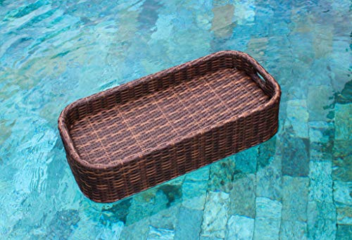 Floating Pool Tray Floating Serving Tray Table & Bar - Swimming Pool Floats for Adults, Spas, & Pool Parties - Floating Tray for Pool Serving Drinks, Floating Brunch, Food on The Water - Brown