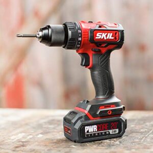 SKIL PWR CORE 20 Brushless 20V 1/2 Inch Drill Driver Includes 2.0Ah Lithium Battery and PWR JUMP Charger - DL529302