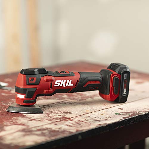 SKIL PWRCore 12 Brushless 12V Oscillating MultiTool, Includes 2.0Ah Lithium Battery and PWRJump Charger - OS592702