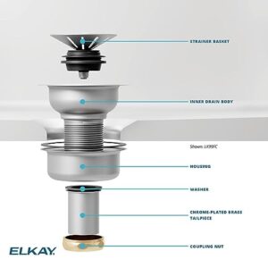 Elkay LK99FC Deluxe Drain with Type 304 Stainless Steel Body for Fireclay Sinks