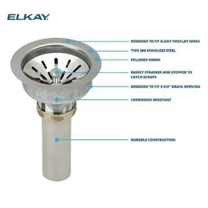 Elkay LK99FC Deluxe Drain with Type 304 Stainless Steel Body for Fireclay Sinks