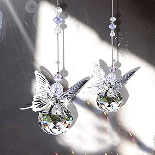 H&D HYALINE & DORA 30mm Handmade Butterfly Crystal Ball Prism Rainbow Maker Hanging Suncatcher Home Decoration