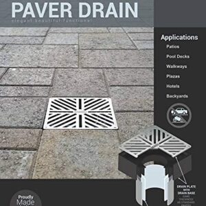 USA Made - Sinnov - 6" x 6" Premium Brass Outdoor Modern Paver Size Drain Grate - Use with both 3" or 4" Drain Pipe, PVC or Flexible Pipe (Brass)