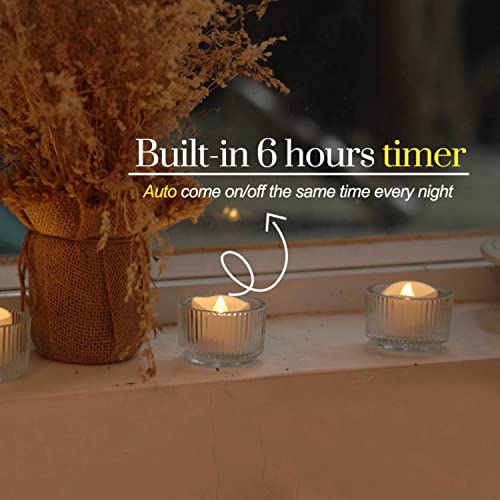 Amagic Flameless Votive Candles with Timer, 12 Pack Battery Operated LED Tea Lights in Warm White for Wedding,Table,Festival Celebration,Halloween,Christmas Decorations