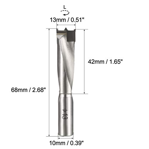 uxcell Brad Point Drill Bits for Wood 13mm x 68mm Left Turning Carbide for Woodworking Carpentry Drilling Tool