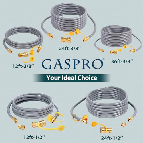 GASPRO 3/8" ID Natural Gas Hose, Low Pressure LPG Hose with Quick Connect, for Weber, Char-broil, Pizza Oven, Patio Heater and More, 24-Foot