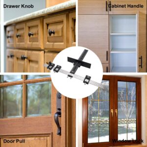 HODRME Cabinet Drawer Drilling Template Jig-Door Handles and Knobs Hardware Punch Locator for Easy Installation-Professional Measuring Woodworking Tool (Aluminum+Stainless Steel+ABS)