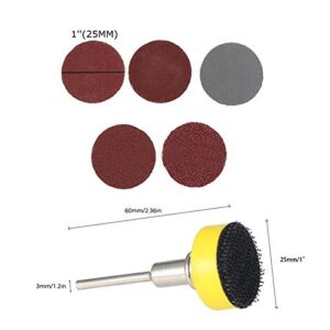 Saiper 100pcs 1 Inch/25mm Sanding Discs Pad Sander Disk Kit with 1/8” Shank Abrasive Polish Pad Plate for Dremel Rotary Tool, 100/180/240/1500/3000 Grit Paper