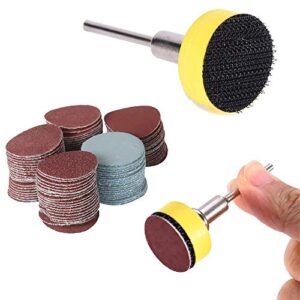 Saiper 100pcs 1 Inch/25mm Sanding Discs Pad Sander Disk Kit with 1/8” Shank Abrasive Polish Pad Plate for Dremel Rotary Tool, 100/180/240/1500/3000 Grit Paper