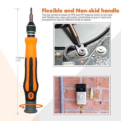 Screwdriver Suitable for Ring Doorbell Replacement, TECKMAN 5 in 1 Screwdriver Bit Set for Battery Change and Fit for 1; 2; & Pro Version, Applicable for Ring Doorbell