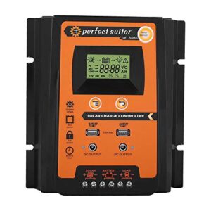 charge controller, acouto 30a / 50a / 70a mppt charge controller solar charge regulator 12v/24v solar panel charge battery regulator dual usb lcd display (50a)