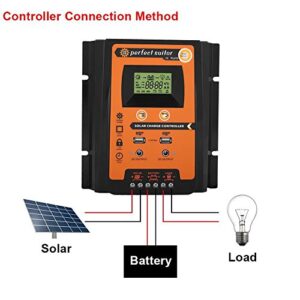 Charge Controller, Acouto 30A / 50A / 70A MPPT Charge Controller Solar Charge Regulator 12V/24V Solar Panel Charge Battery Regulator Dual USB LCD Display (50A)