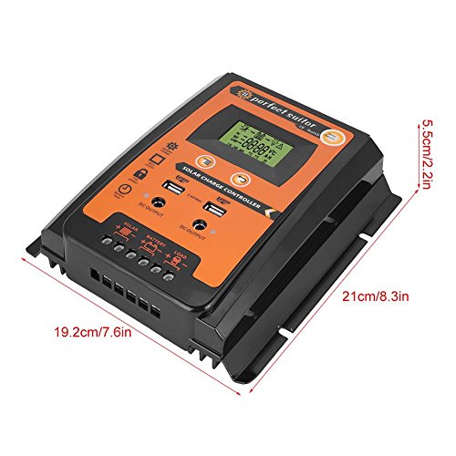 Charge Controller, Acouto 30A / 50A / 70A MPPT Charge Controller Solar Charge Regulator 12V/24V Solar Panel Charge Battery Regulator Dual USB LCD Display (50A)