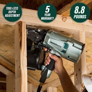 Metabo HPT Coil Framing Nailer | Pro Preferred Brand of Pneumatic Nailers | 15 Degree Magazine | Accepts 2-Inch up to 3-1/4-Inch Nails | Ideal for Wall Sheathing, Roof Decking, & Subflooring | NV83A5