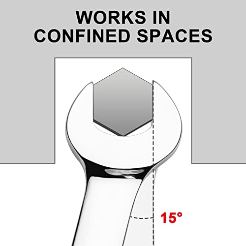 Jetech 7/16 Inch Ratcheting Combination Wrench, Industrial Grade Gear Spanner with 12-Point Design, 72-Tooth Ratchet, Made with Forged and Heat-Treated Cr-V Steel in Chrome Plating, SAE