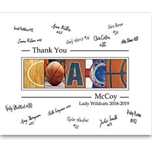 Basketball Coach Gift - Coach Appreciation Gift - End of Season Gift - Coach Gift from team - Unframed 11x14 print with room for player's signatures