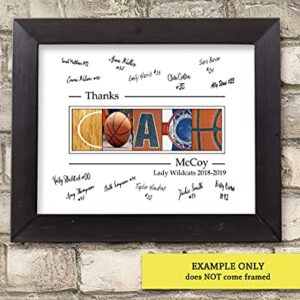 Basketball Coach Gift - Coach Appreciation Gift - End of Season Gift - Coach Gift from team - Unframed 11x14 print with room for player's signatures