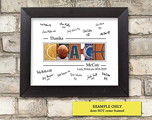 Basketball Coach Gift - Coach Appreciation Gift - End of Season Gift - Coach Gift from team - Unframed 11x14 print with room for player's signatures