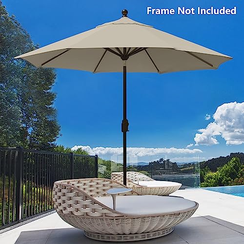 EliteShade USA Sunumbrella 9ft Replacement Covers 8 Ribs Market Patio Umbrella Canopy Cover (CANOPY ONLY) (Beige)