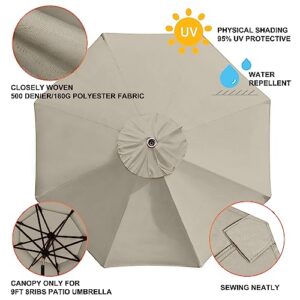 EliteShade USA Sunumbrella 9ft Replacement Covers 8 Ribs Market Patio Umbrella Canopy Cover (CANOPY ONLY) (Beige)