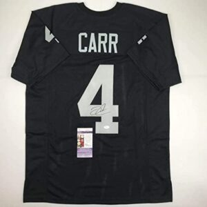 autographed/signed derek carr oakland black football jersey jsa coa