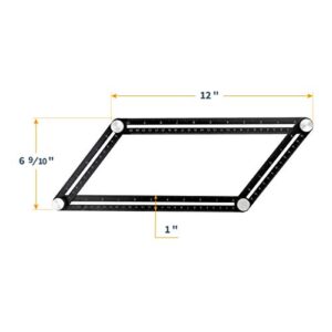 POWERTEC 80003 Universal Angle Template Tool - Easy to Use Metal Multi Angle Ruler - Ultra Precise - Easy One Hand Utility