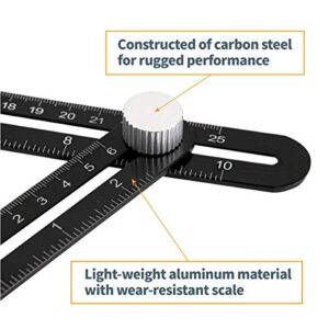 POWERTEC 80003 Universal Angle Template Tool - Easy to Use Metal Multi Angle Ruler - Ultra Precise - Easy One Hand Utility