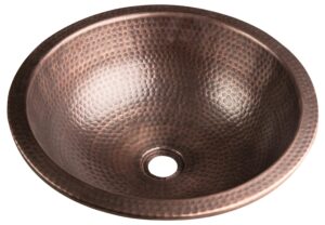 monarch abode 17094 pure copper hand hammered rotunda dual mount bathroom vanity sink (16 inches)