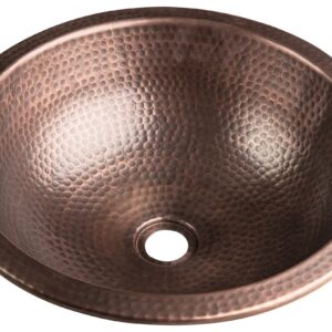 Monarch Abode 17094 Pure Copper Hand Hammered Rotunda Dual Mount Bathroom Vanity Sink (16 inches)