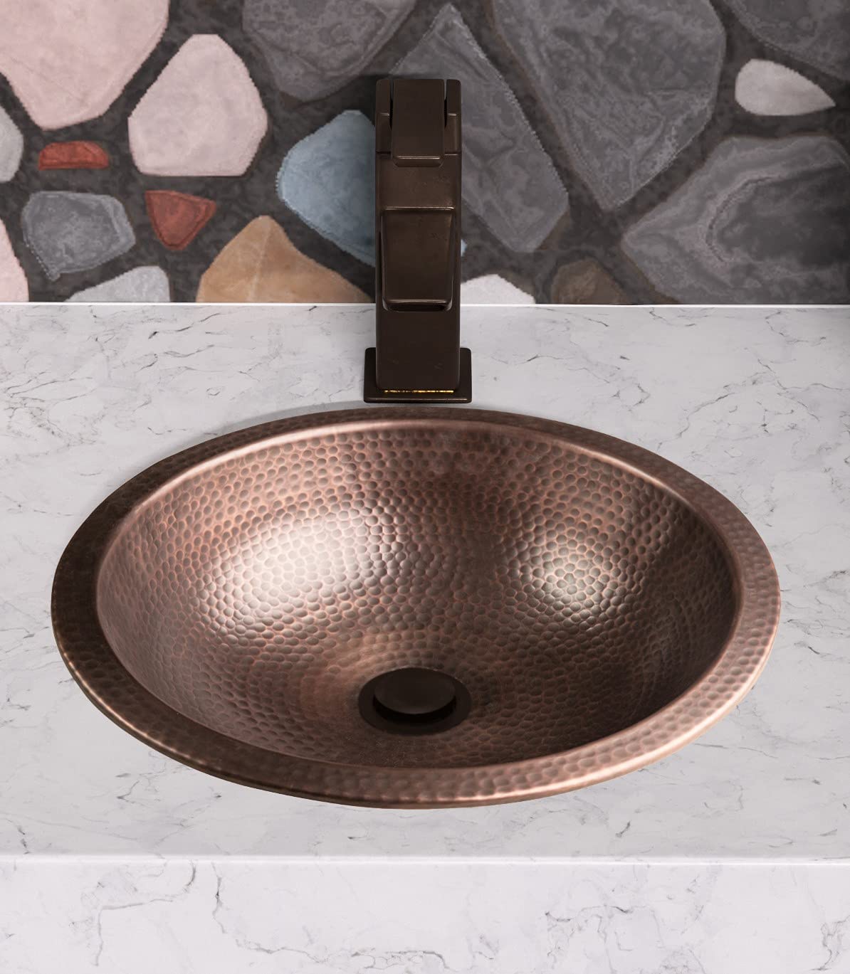 Monarch Abode 17094 Pure Copper Hand Hammered Rotunda Dual Mount Bathroom Vanity Sink (16 inches)