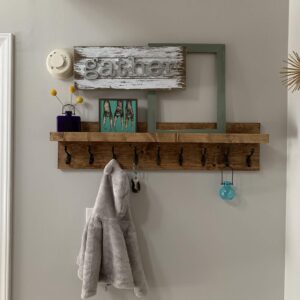 Coat Rack with Shelf (Choose your Length) Towel RackEntryway Organizer Wall Mounted