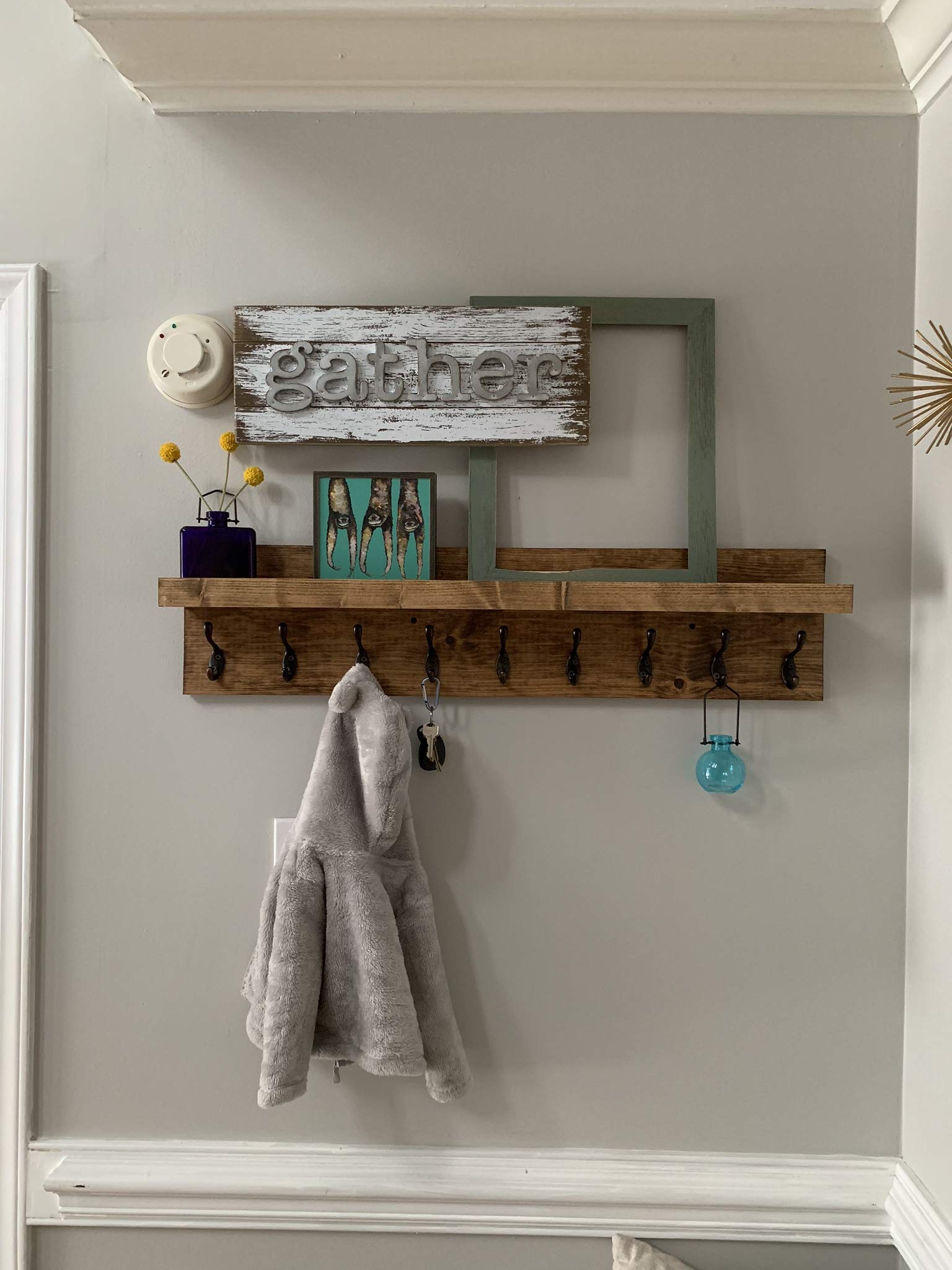 Coat Rack with Shelf (Choose your Length) Towel RackEntryway Organizer Wall Mounted