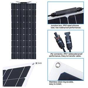 XINPUGUANG 2pcs 100w Solar Panel Flexible 200W Solar System Kit PV Connector Charger for 12v Battery Canbin RV Car Boat Charge