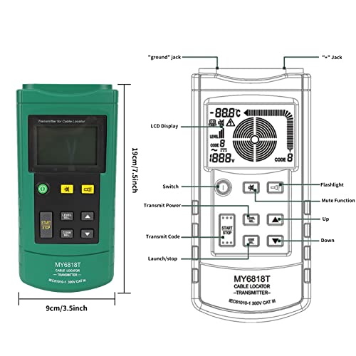 Walfront Cable Locator MS6818 12V-400V AC/DC Underground Wire Cable Locator Metal Pipe Detector Tester Line Tracker Cable Location Device Easily Cable Finder