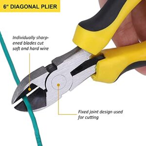 TOPLINE 5-Piece Pliers Set, Pliers Tool Set Included 8" Groove Joint Pliers, 7" Linesman Pliers, 6" Long Nose Pliers, 6" Slip Joint Pliers, 6" Diagonal Pliers for Basic Home Maintenance