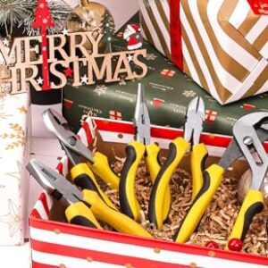 TOPLINE 5-Piece Pliers Set, Pliers Tool Set Included 8" Groove Joint Pliers, 7" Linesman Pliers, 6" Long Nose Pliers, 6" Slip Joint Pliers, 6" Diagonal Pliers for Basic Home Maintenance