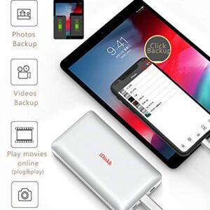 iDiskk 【Mfi Certified Plug-Play】 1TB External Hard Drive for iPad iPhone 15 Android Photo Backup Storage for iPhone 15/14/13/12/12 Pro Max/12 pro/11 pro/X/XR,Mac/iMac/PC, Built-in 10000mAh Power Bank