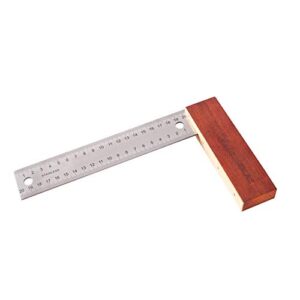 POWERTEC 80015 Try Square with Hardwood Handle (8") Premium Stainless Steel Ruler – Brass Bound Handle - A Carpenter’S & Machinist’S Essential - The Ultimate Gift for Any Woodworking Shop