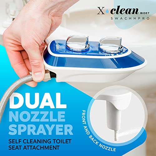 X-Clean 250 Toilet Bidet, Bidet Attachment for Toilet Seat, Dual Nozzle Bidet Sprayer for Toilet with Water Pressure Knob, Self-Cleaning & Easy to Install, Non-Electric