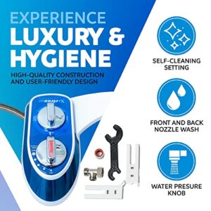 X-Clean 250 Toilet Bidet, Bidet Attachment for Toilet Seat, Dual Nozzle Bidet Sprayer for Toilet with Water Pressure Knob, Self-Cleaning & Easy to Install, Non-Electric